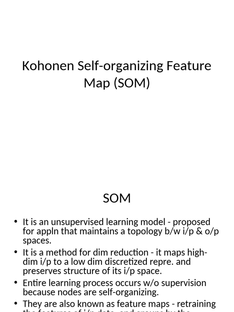 Kohonen Self-Organizing Feature Map (SOM) | PDF