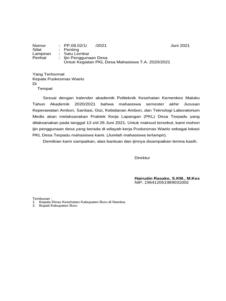 Surat Ijin PKM 2021 | PDF