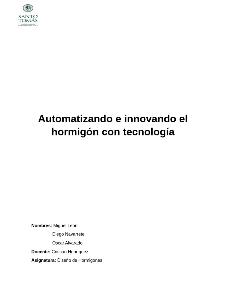 Automatizando e Innovando El Hormigón Con Tecnología INFORME | PDF