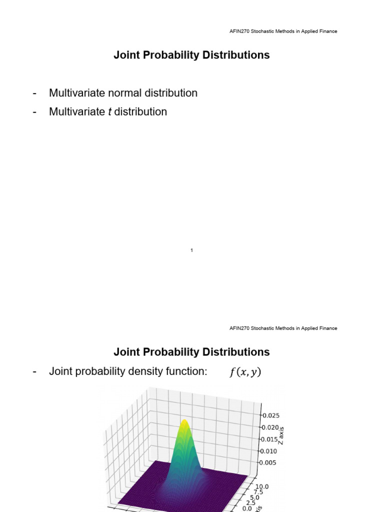 Lecture 6 - Joint Probability Distributions | PDF