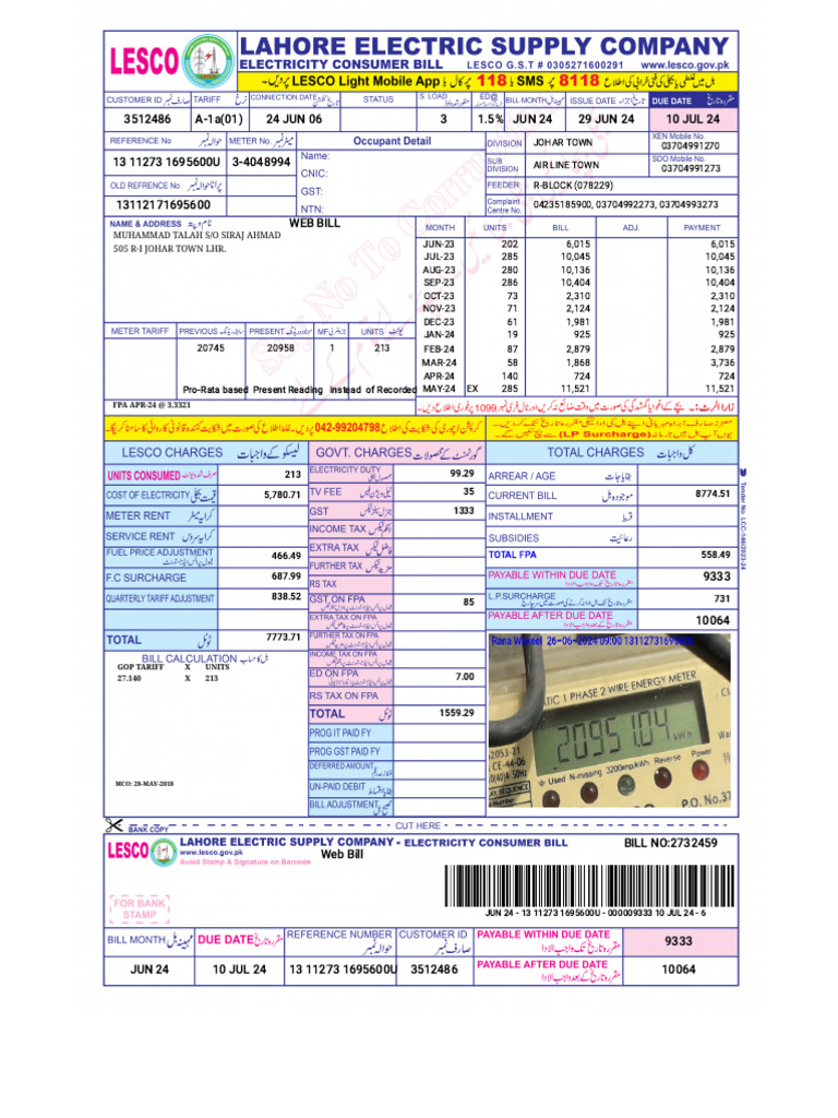 LESCO - Web Bill | PDF