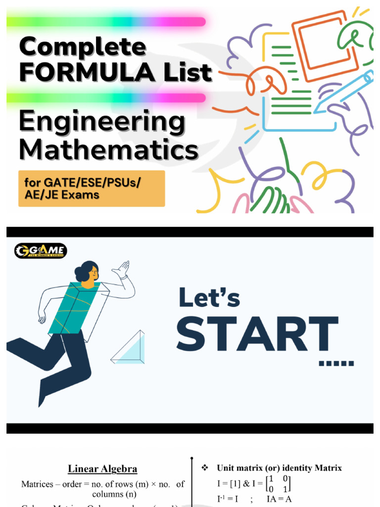 GATE - Mathematics Formula List | PDF