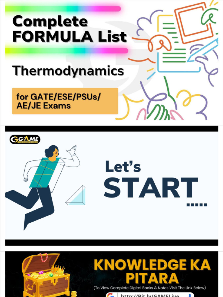 GATE - Thermodynamics - Formula List - YT | PDF