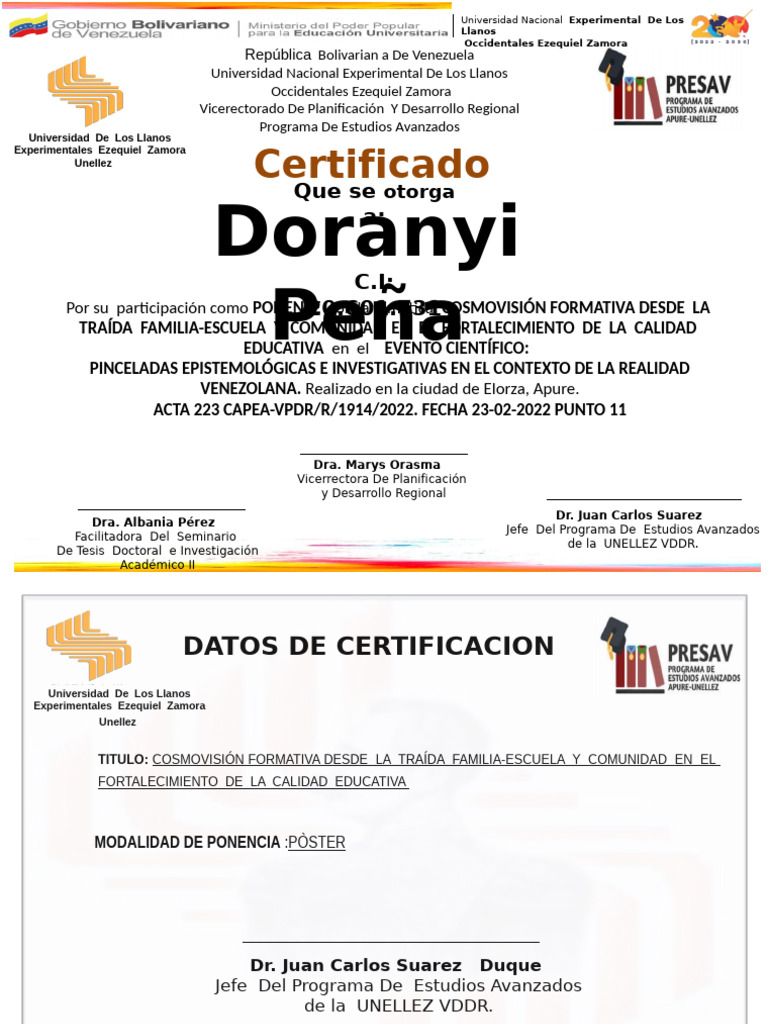 Certificado de Ponente 1 Evento | PDF