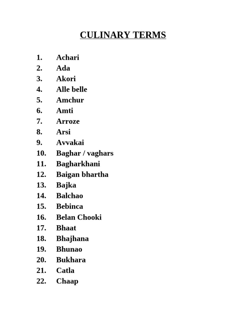 Culinary Terms | PDF