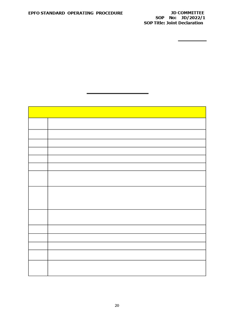 SOP Joint Declarations - Documents To Upload Reivsed | PDF