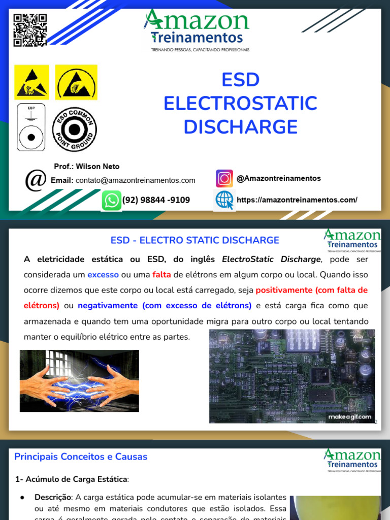 ESD Electrostatic Discharge: @amazontreinamentos Prof.: Wilson Neto | PDF
