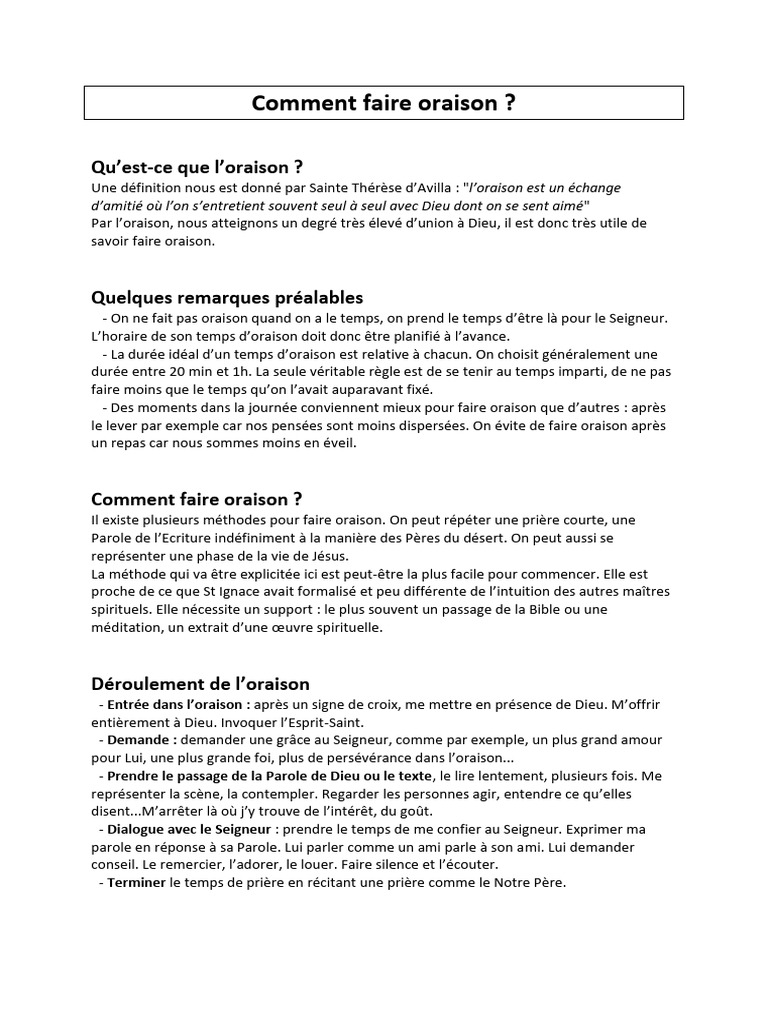 Guide pratique pour faire oraison | PDF | Mysticisme chrétien | Prière