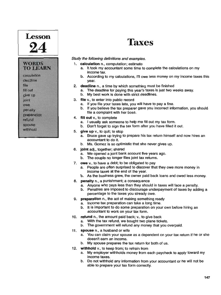 Lesson 24 Taxes | PDF