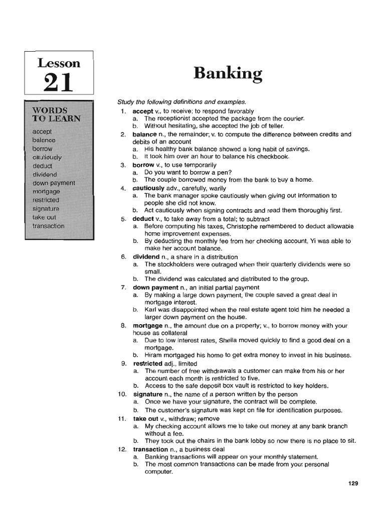 Lesson 21 Banking | PDF