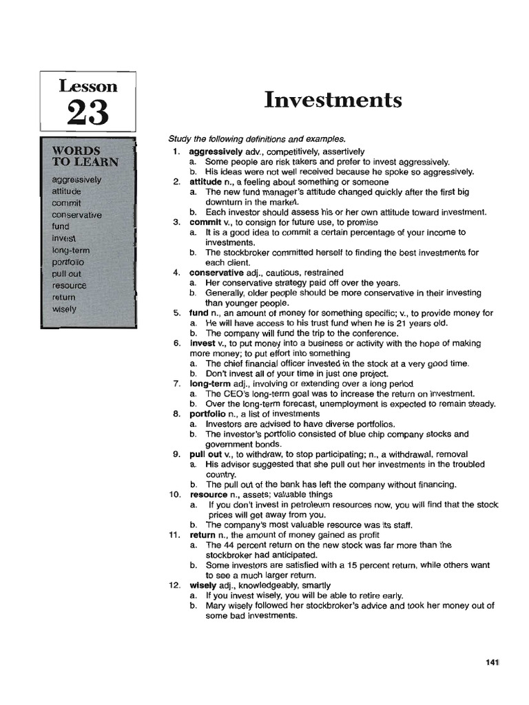 Lesson 23 Investment | PDF