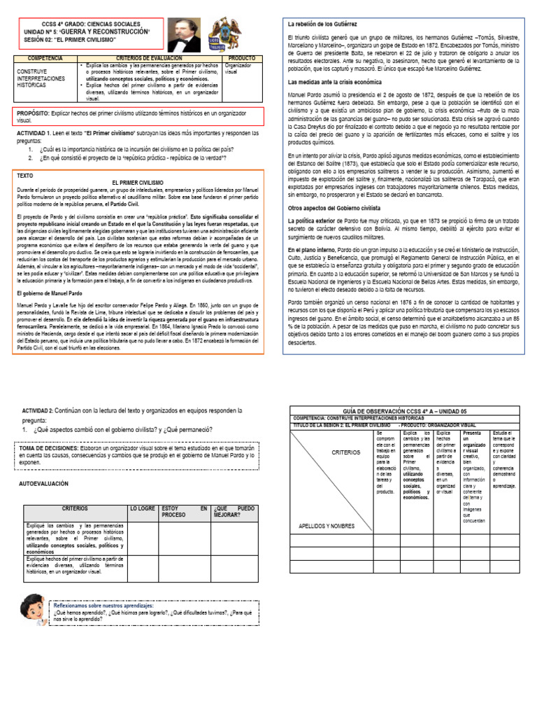CCSS 4° Ficha de Estudiante - Sesion 2 Unidad 5 | PDF