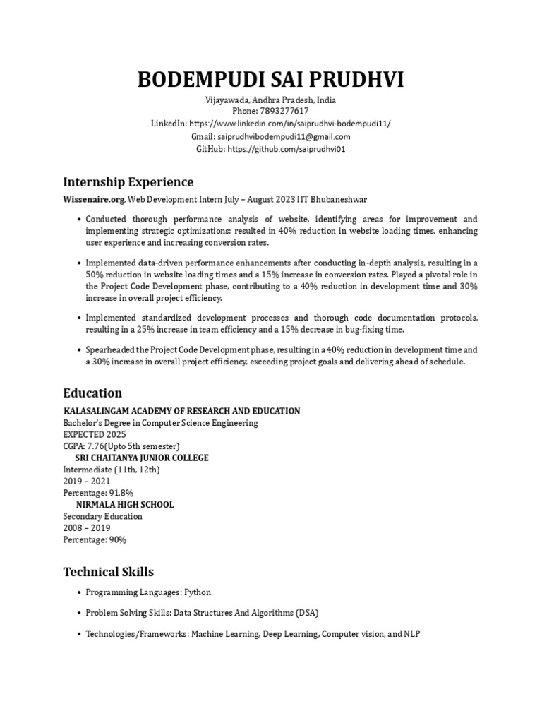 0 - Sai Prudhvi Bodempudi Resume-1 | PDF