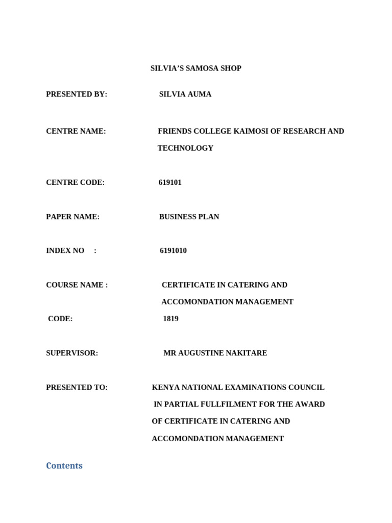 Silvia Auma Bplan | PDF