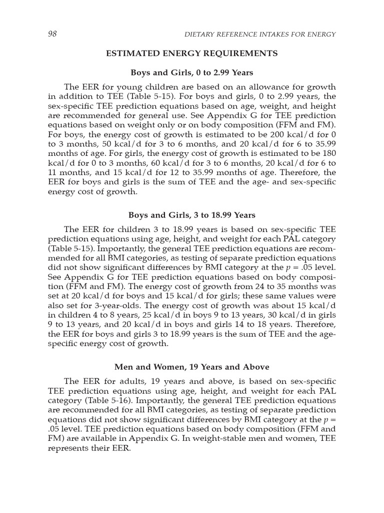 Dietary Reference Intakes For Energy | PDF | Pregnancy | Calorie