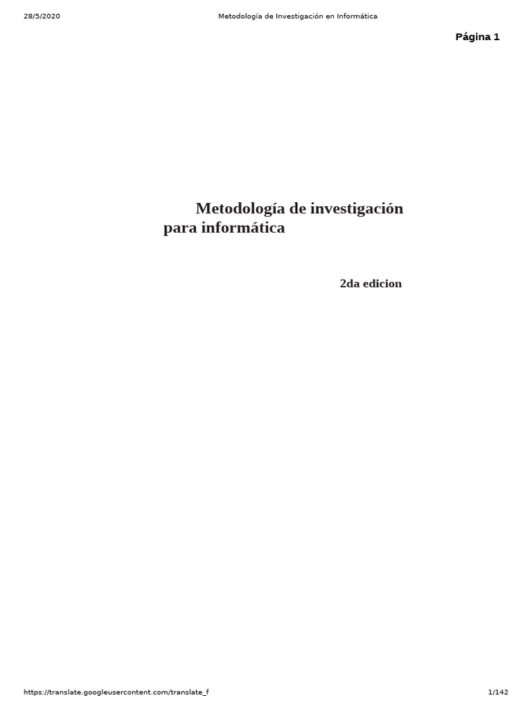 Metodología de Investigación en Informática | PDF