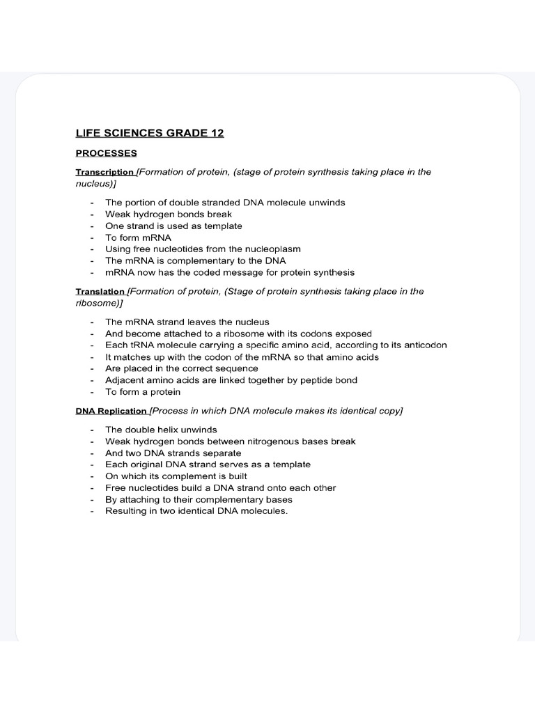 Life Sciences Processes | PDF