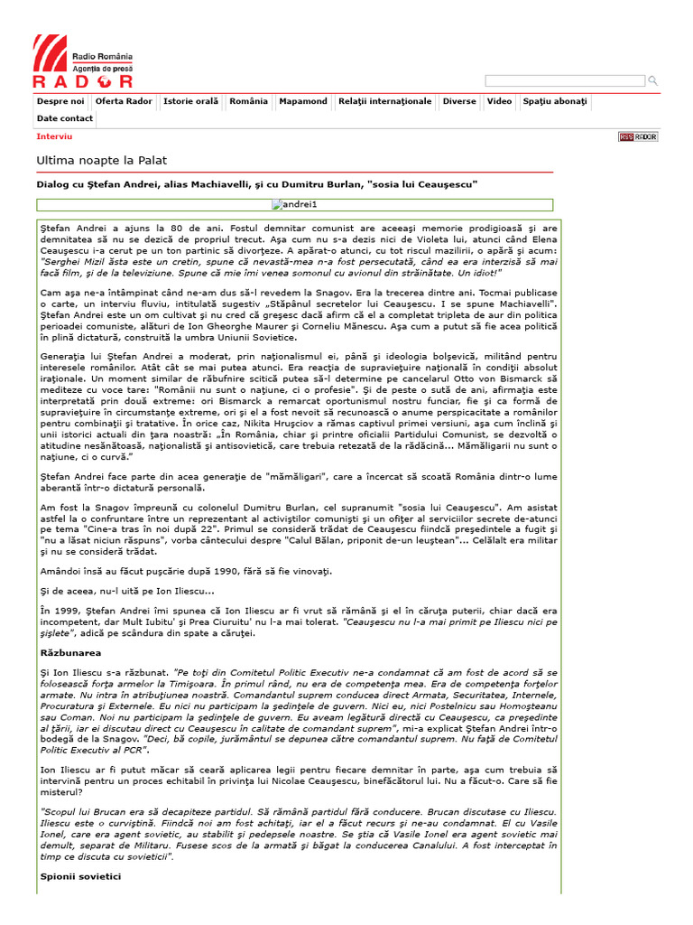 RADOR - Interviu Stefan Andrei | PDF