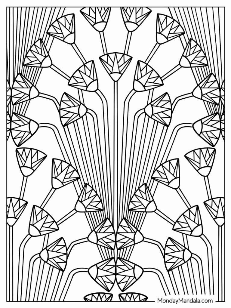 Geometric Flower Pattern Coloring Page | PDF