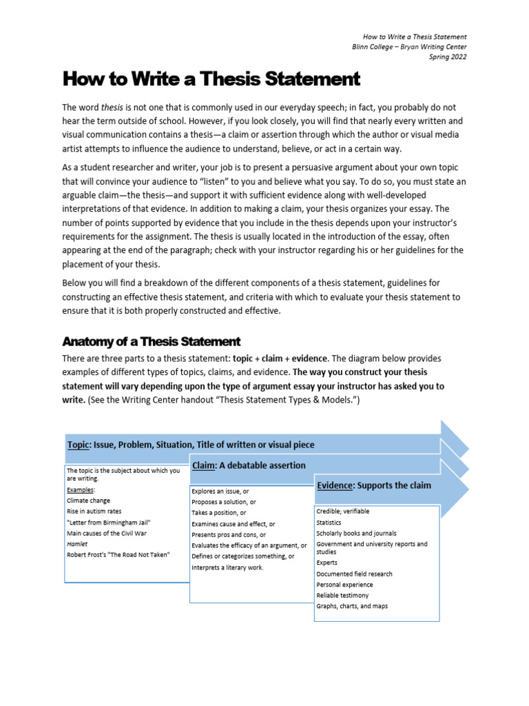04 How To Write A Thesis Statement | PDF