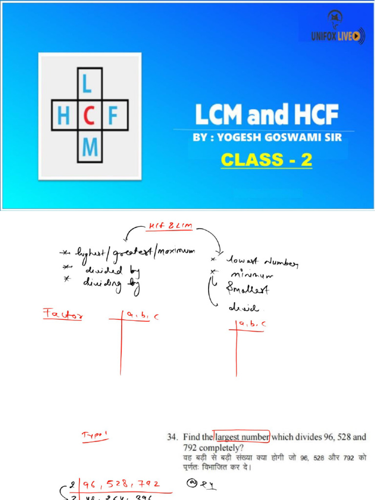 HCF and LCM Class 2nd | PDF