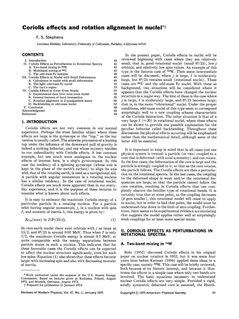 Coriolis Effects and Rotation Alignment in Nuclei | PDF