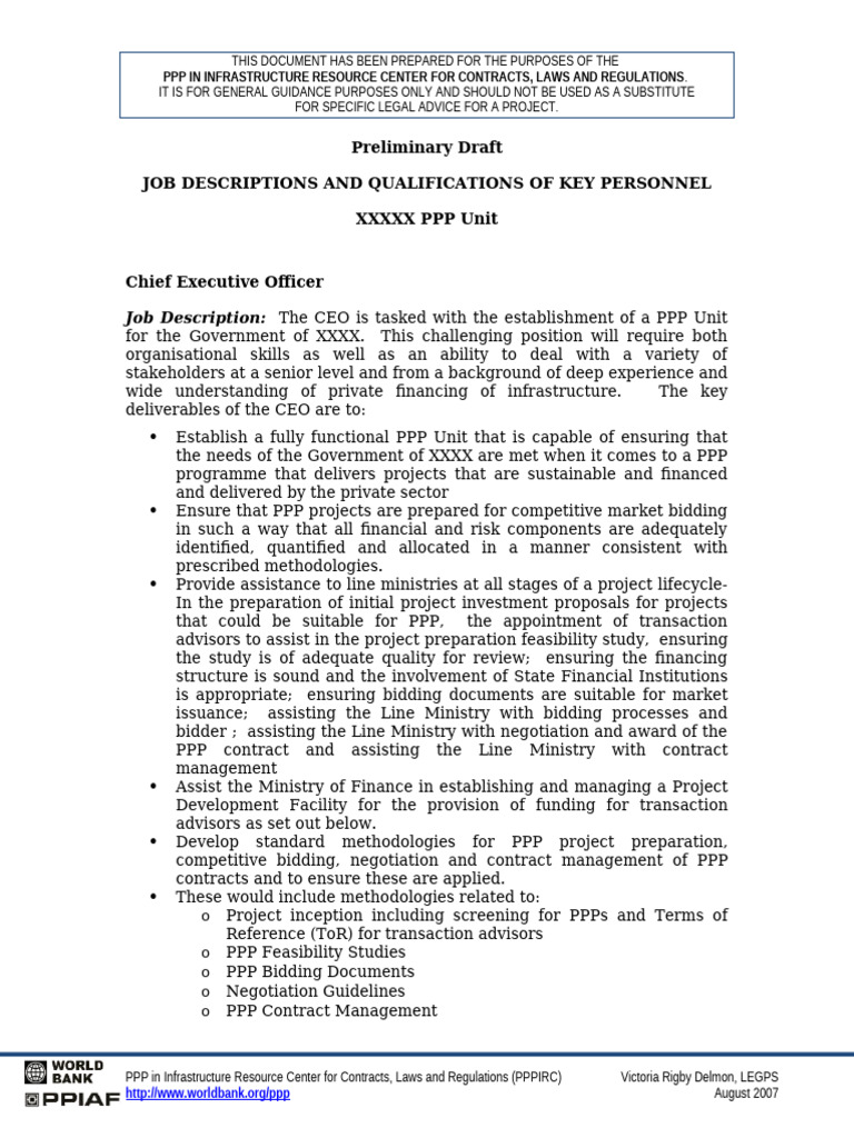 TOR PPP Unit Job Description | PDF