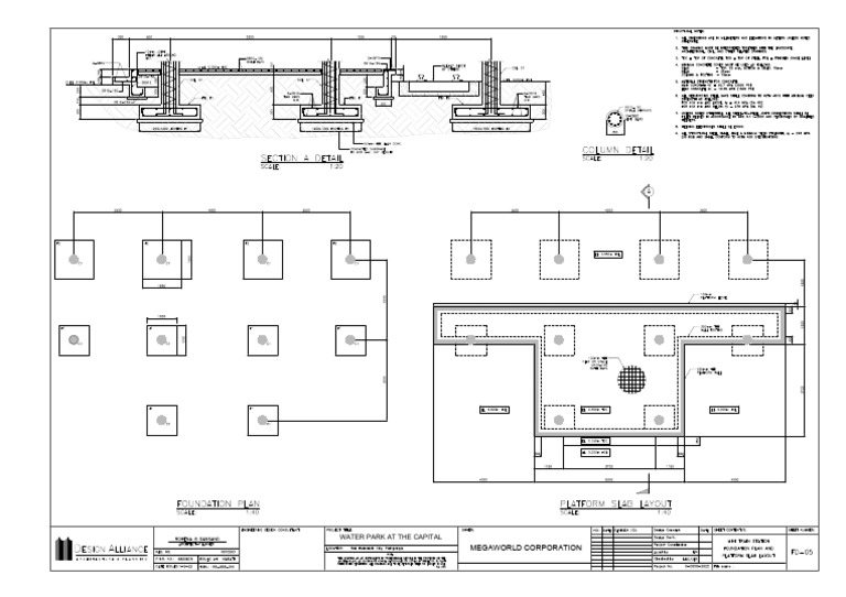 Fd-05 Mini Train Station Foundation and Platform Slab Layouts | PDF