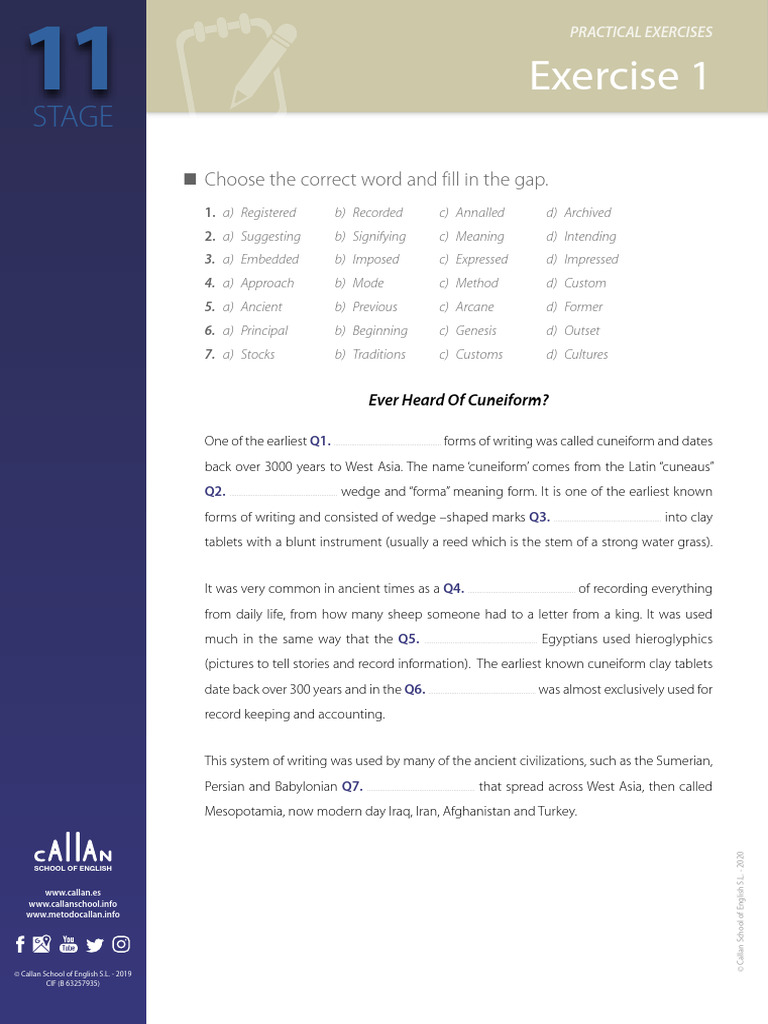Callan Exercise - Stage11 | PDF
