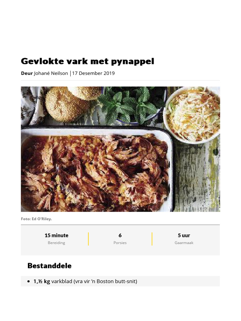 Gevlokte Vark Met Pynappel | PDF