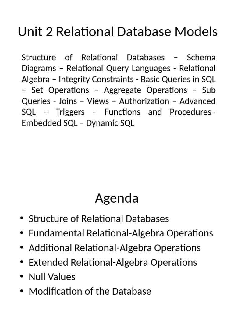 Unit 2 - DBMS CS22301 | PDF