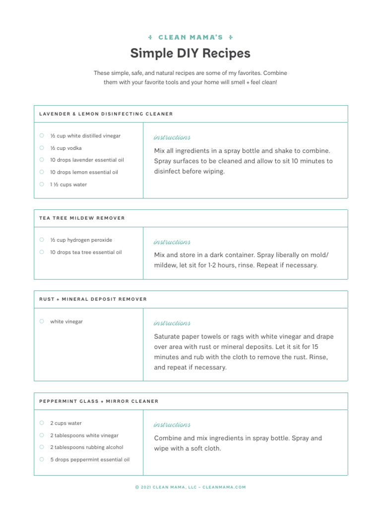 Simple DIY Recipes 2021 by Clean Mama | PDF | Essential Oil | Cooking ...
