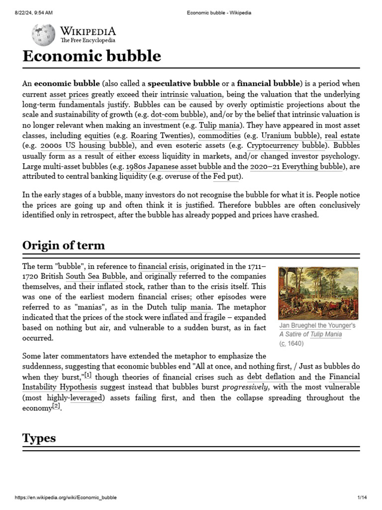 Economic Bubble - Wikipedia | PDF