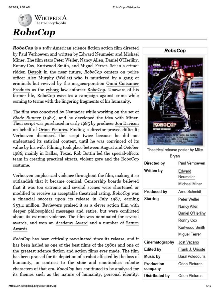 RoboCop - Wikipedia | PDF