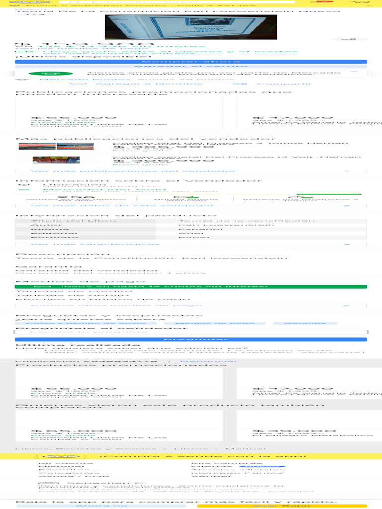 Teoría de La Constitución Karl Loewenstein Nuevo Mercado Libre | PDF