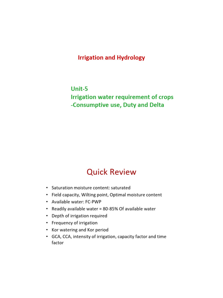 Irrigation 5 2 Duty and Delta | PDF