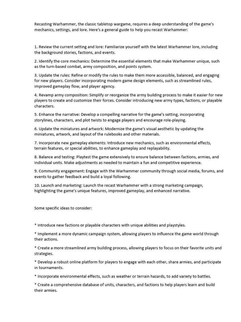 Recasting Warhammer | PDF