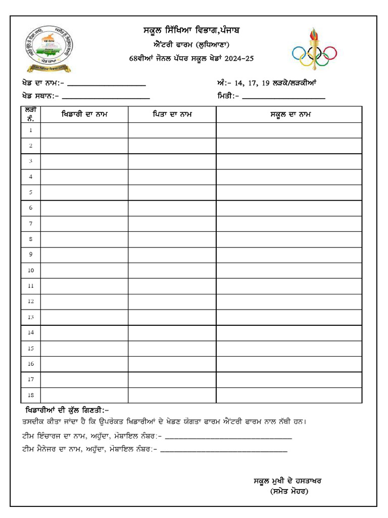 68th Zone Entry Form | PDF | Business