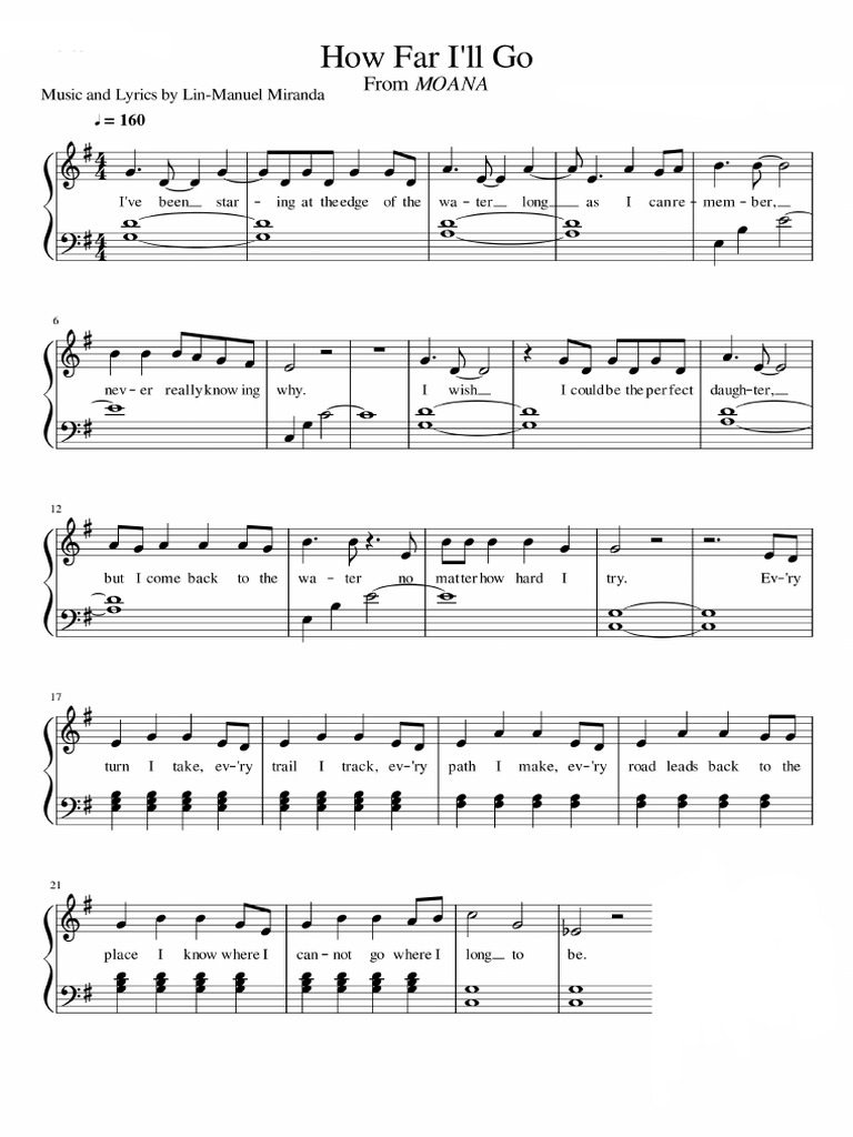 MOANA - How Far I'll Go | PDF