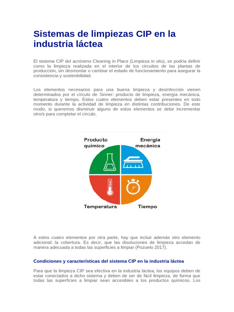 Sistemas de Limpiezas CIP en La Industria Láctea | PDF