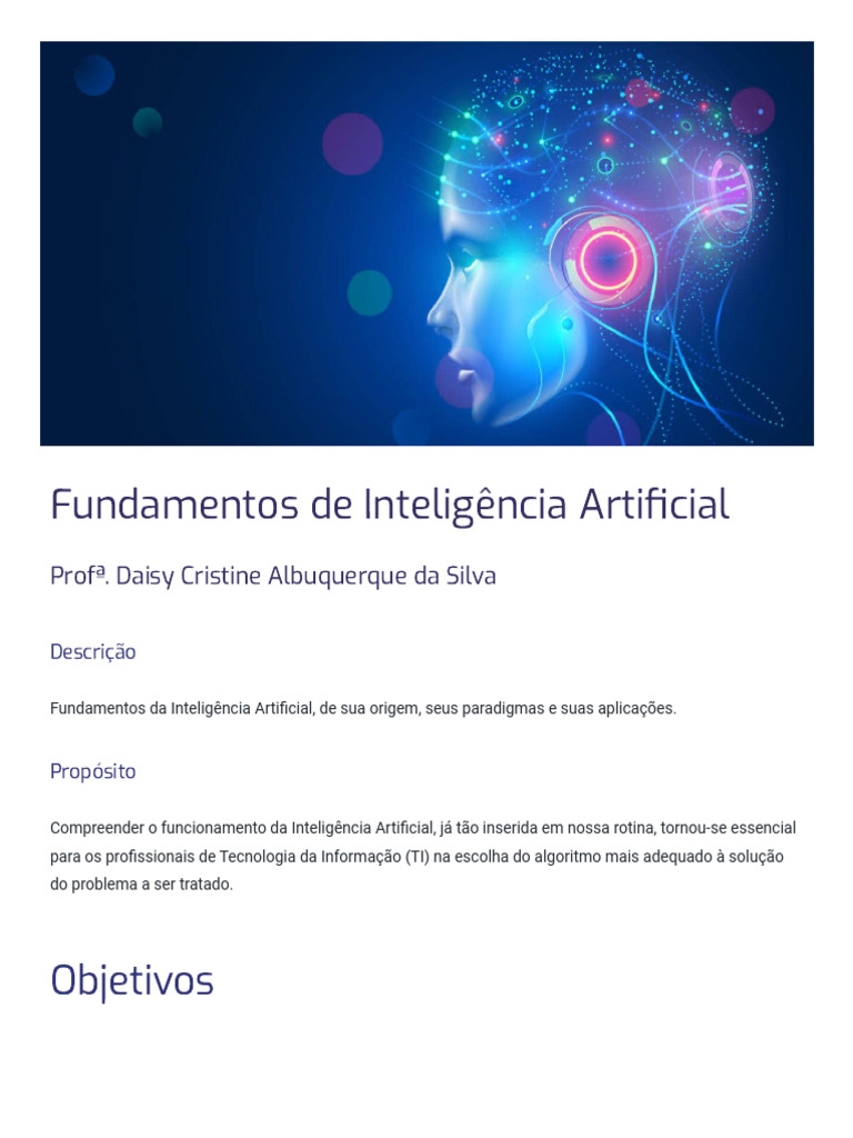 Fundamentos de Inteligência Artificial | PDF