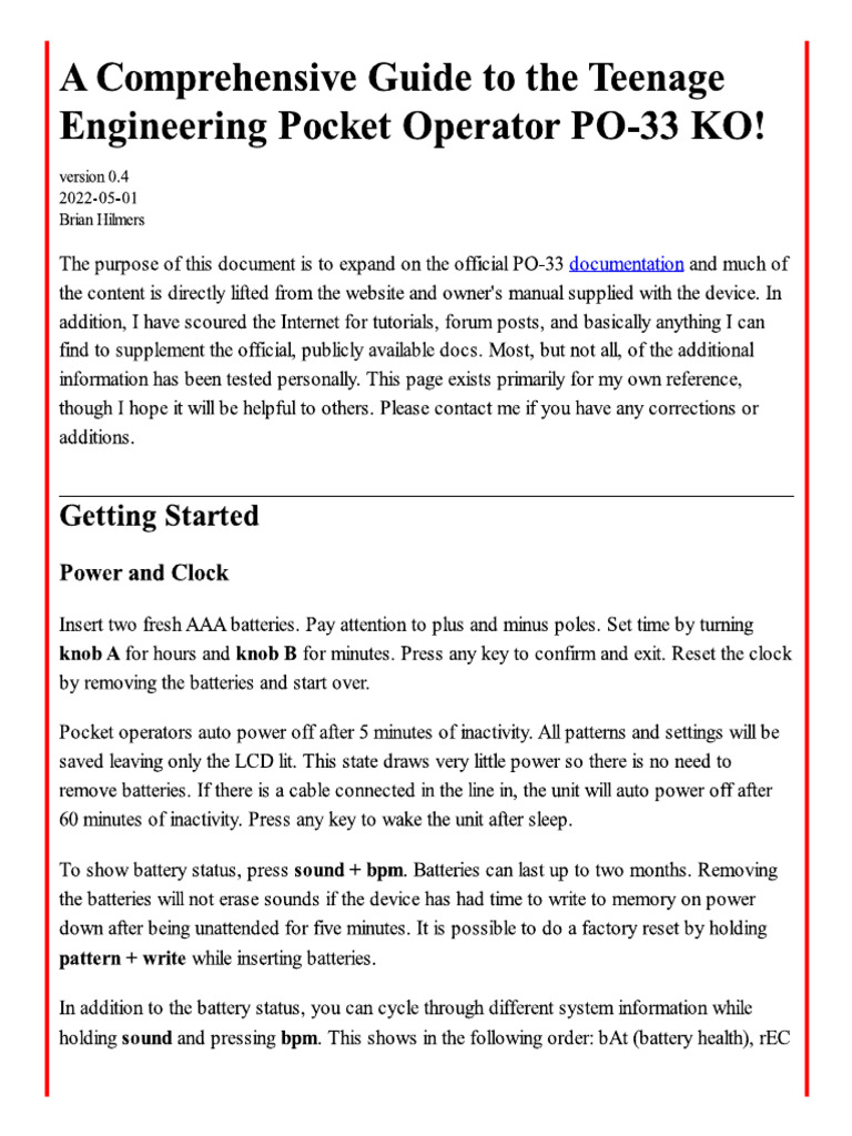 Po33 Extended Manual | PDF