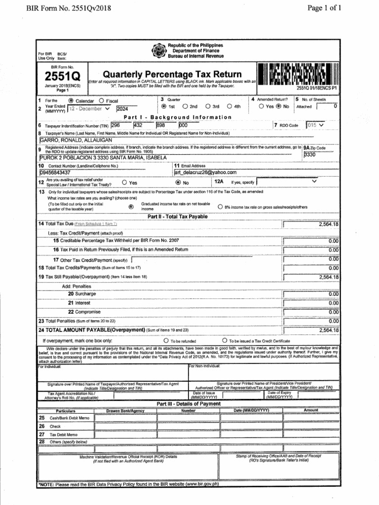 Bir Form 2551q - 1stqtr2024 | PDF