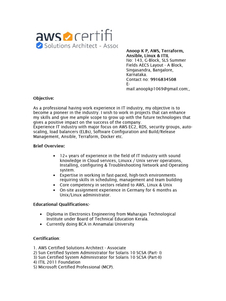 Anoop Resume New PDF | PDF