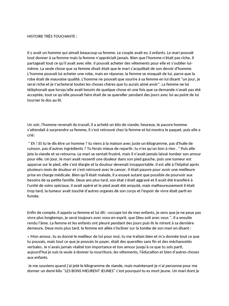 Histoire Très Touchante | PDF