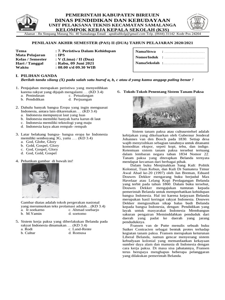 Soal Kelas 5 Tema 7 Ips-2 | PDF