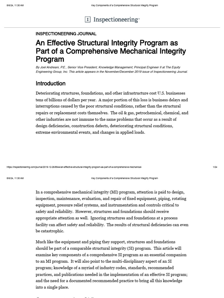 Key Components of A Comprehensive Structural Integrity Program | PDF