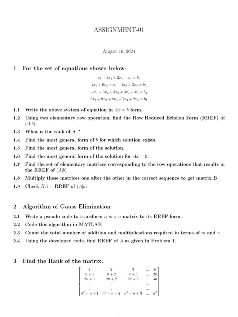 Assignment 1 - Maths | PDF