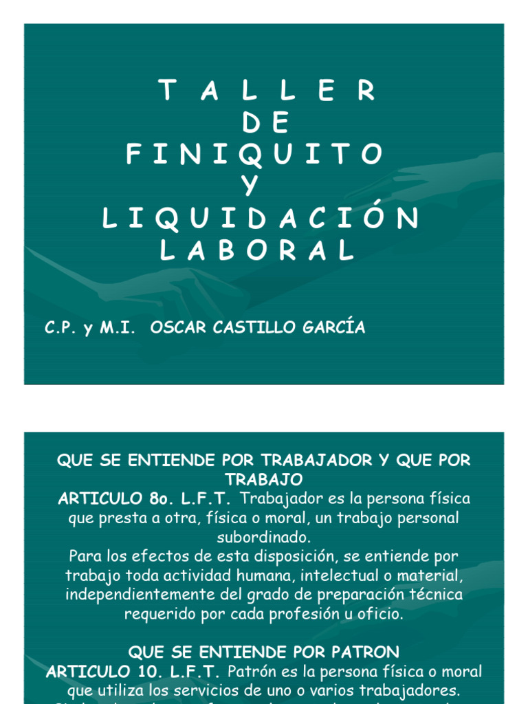 Material Taller Finiquito | PDF