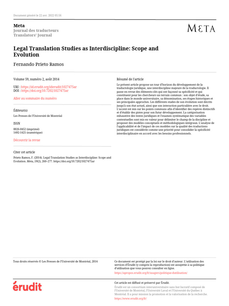 Legal Translation Studies As Interdiscipline | PDF